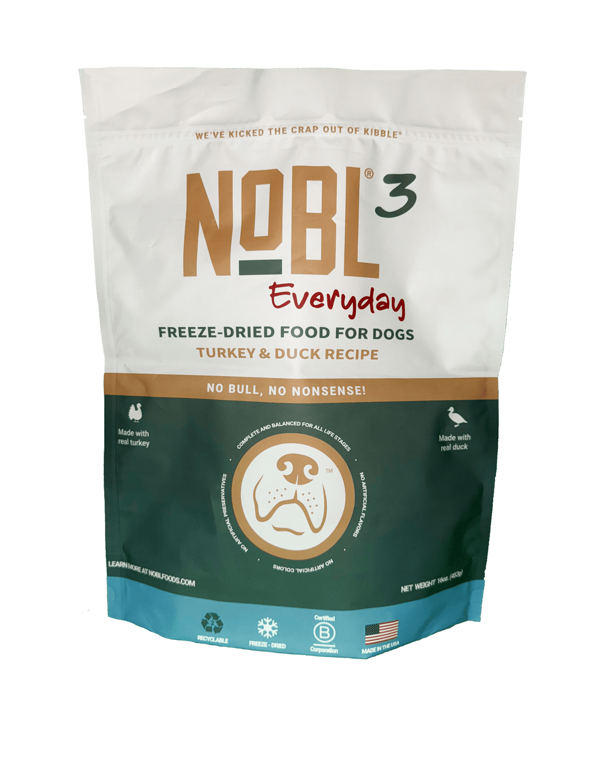 NOBL3 "Everyday" 16oz Turkey & Duck Recipe - All Life Stages – NOBL Foods